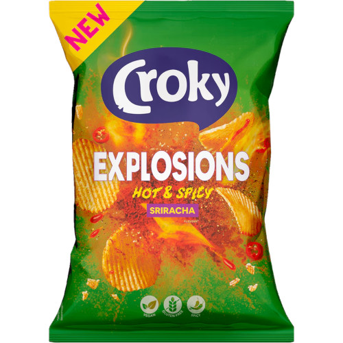 Croky Explosions Hot & Spicy Sriracha Ribble Chips (150 gr.)