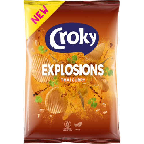 Croky Explosions Thai Curry Ribble Chips (150 gr.)